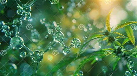 Molecular Structure Of Cannabinoids In Cannabis Plants With Sunlight In