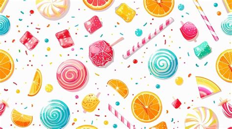 Colorful Sweet Candy Pattern On White Background Premium Ai Generated Vector