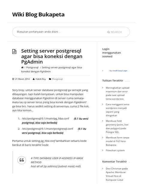 Setting Server Postgresql Agar Bisa Koneksi Dengan Pgadmin Pdf Komputer