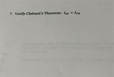 Solved Verify Clairaut S Theorem IRV IVR Verify Chegg