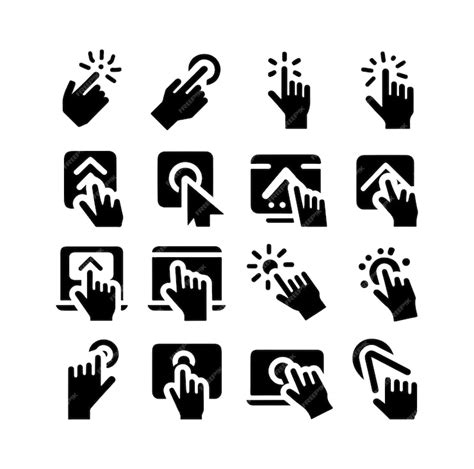 Set Of Arrow Web Cursors Set Computer Pointer Click Icon Clicking Arrows Or Hands Cursors