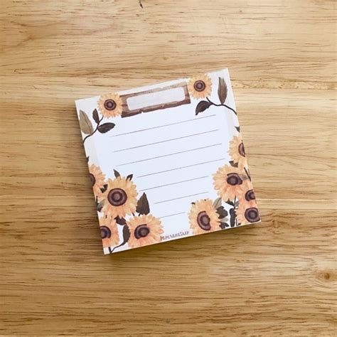 Cute Sunflower Notepad Cute Notepads Memopad Aesthetic Notepad