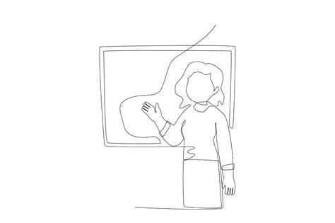 Premium Vector A Female Teacher Explains The Lesson In Front Of The