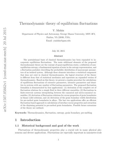 Pdf Thermodynamic Theory Of Equilibrium ﬂuctuations Dokumentips