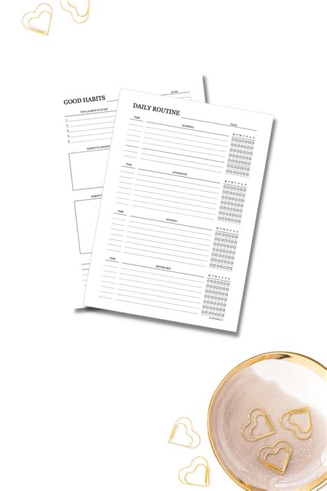 Daily Routine Printable Template Black White Not That Busy Store