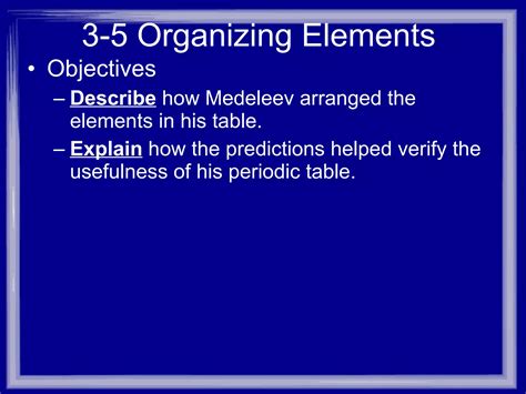 3 5 Organizing The Elements Ppt