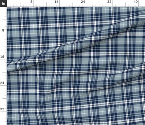 Fall Plaid Navy Rustic Woods Blue White Fabric Spoonflower