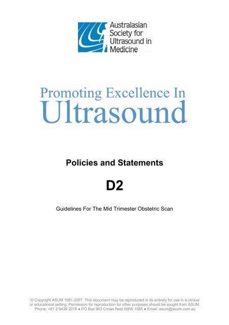 Guidelines For The Mid Trimester Obstetric Scan Australasian