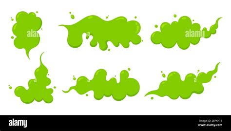 Smelling Green Cartoon Fart Cloud Flat Style Design Vector Illustration