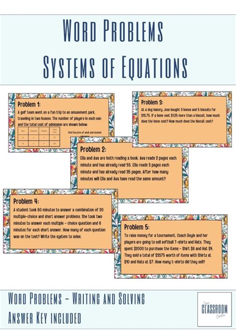 Systems Of Equations Word Problems Made By Teachers