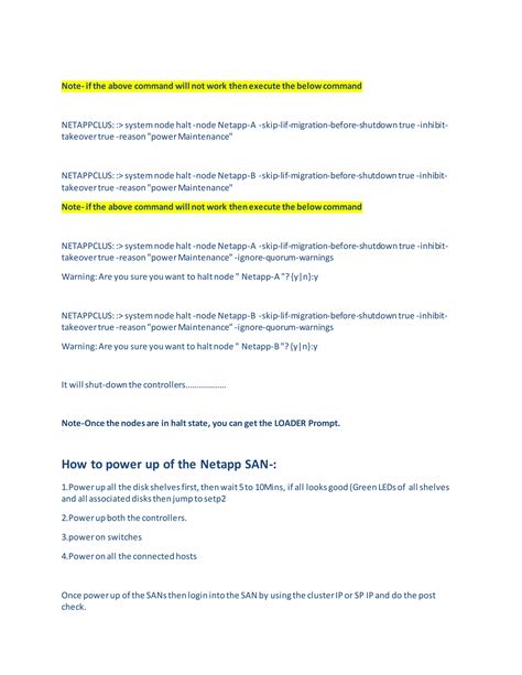 How To Shutdown The Netapp San 83 And 92 Version Docx