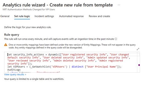 Cannot Deploy NRT Authentication Methods Changed For VIP Users Analytic Rule Issue