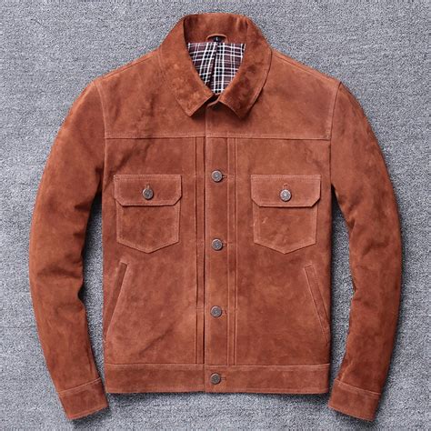 Yr 남성용 캐주얼 스타일 정품 가죽 재킷 클래식 스웨이드 가죽 코트 비즈니스 빈티지 소가죽 재킷 무료 배송 판매진짜가죽 코트 Aliexpress