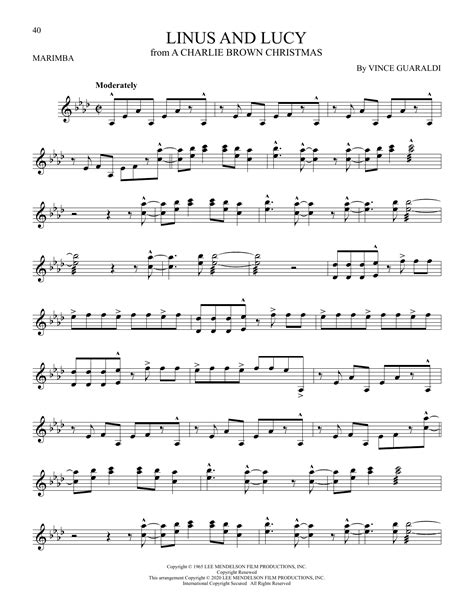 Linus And Lucy Vince Guaraldi Sheet Music Marimba Solo Pdf Download