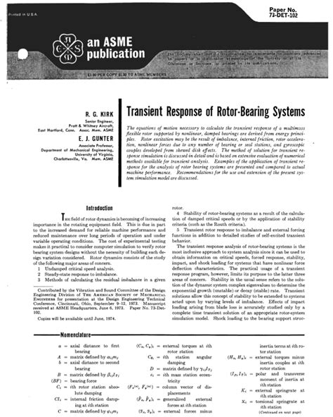 Pdf Transient Response Of Rotor Bearing Systems