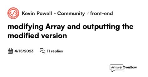 Modifying Array And Outputting The Modified Version Kevin Powell