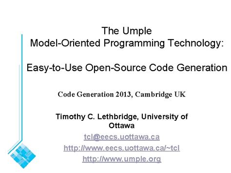 The Umple Modeloriented Programming Technology Easytouse Opensource Code