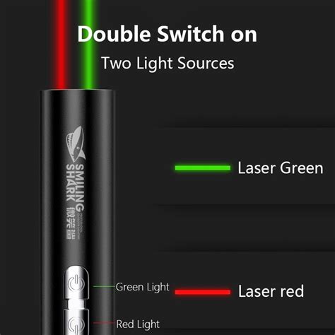 Smiling Shark Laser Pointer Green Red Light 2in1 Presentation Laser High Power Super Bright