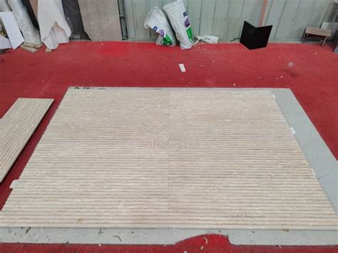 Bathroom Travertine Wall Cladding Slab Round Edge Flute Stone