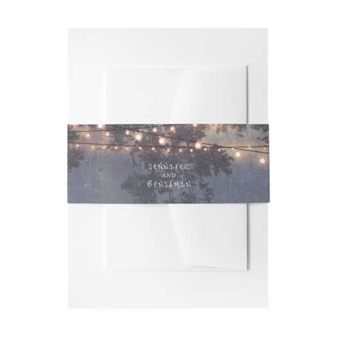 Rustic String Lights Tree Bracnhes Invitation Belly Band Zazzle