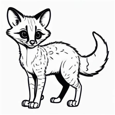 Genet Outline Black And White Cute Coloring Book Premium Ai Generated