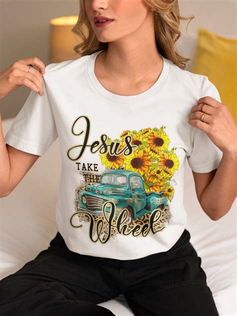 Jesus Take The Wheel Shirt Sunflower Leopard Car T Shirt Christian