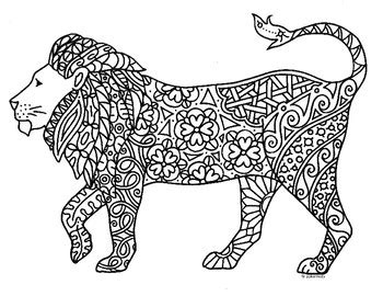 Lion Zentangle Coloring Page By Pamela Kennedy Tpt
