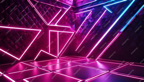 Background Of Geometric Triangular Pattern With A Neon Light Premium Ai Generated Image