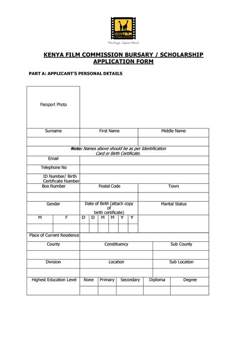 Apllication Form Bursaries And Scholarships Kenya Film Commission