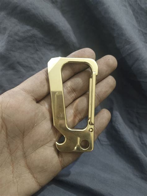 Solid Brass Carabiner With Bottle Opener And Prybar