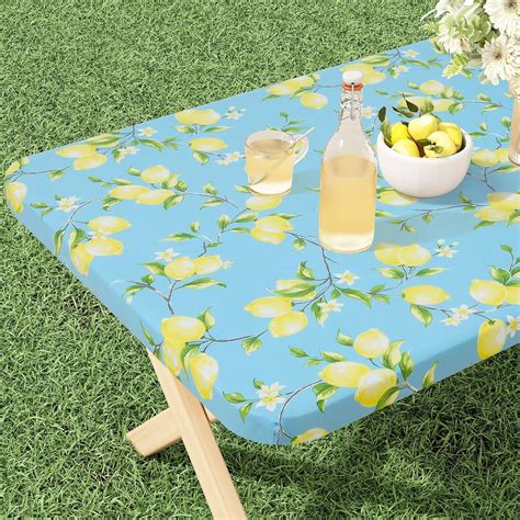 Misaya Rectangle Vinyl Tablecloth Fitted Table Cover 100 Waterproof Elastic Edge