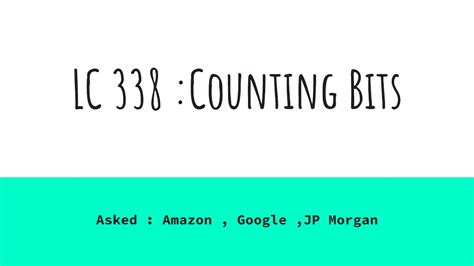 Lc 338 Counting Bits Intuition Java Youtube