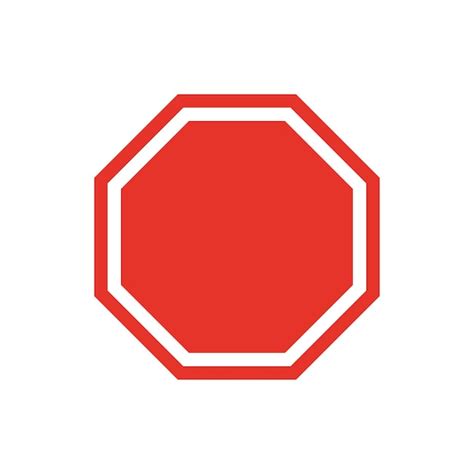 Premium Vector Blank Warning Sign Red Octagon With A White Line For Graphic Design Logo