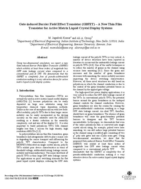 Pdf Gate Induced Barrier Field Effect Transistor Gbfet A New Thin