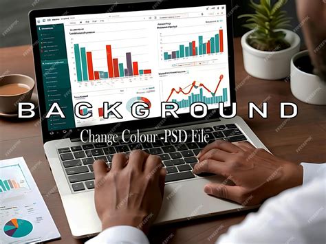 premium psd view of someone typing on a laptop with business