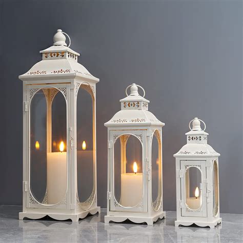 Set Of 3 Vintage Candle Lanterns Decorative Outdoor Lantern For Home