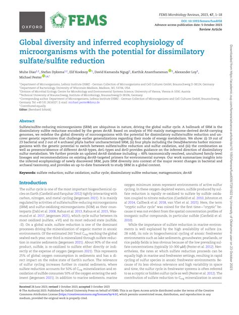 Pdf Global Diversity And Inferred Ecophysiology Of Microorganisms With The Potential For
