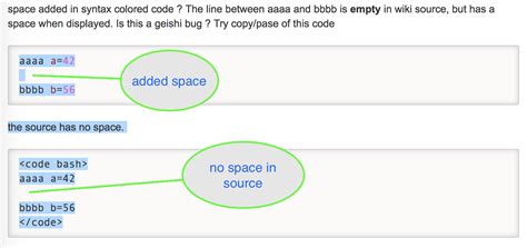 Syntax Highlighting Adds Space In Code · Issue 2614 · Dokuwiki