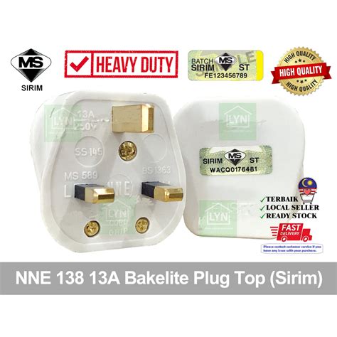 Sirim 13a Plug Top 13a 3pin Plug 3 Pin Plug 13aplug Plugtop 13a Unbreakable Fused Kepala Plug