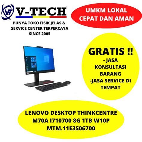 V Tech Lenovo Desktop Thinkcentre M70a I710700 8g 1tb W10p Mtm 11e3s06700