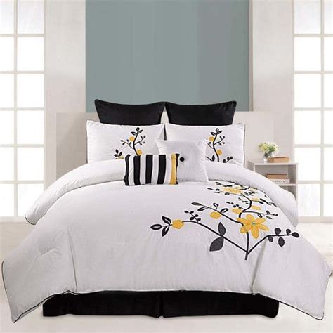 Luxury Home Pinecrest 8 Piece Comforter Set Black And Yellow
