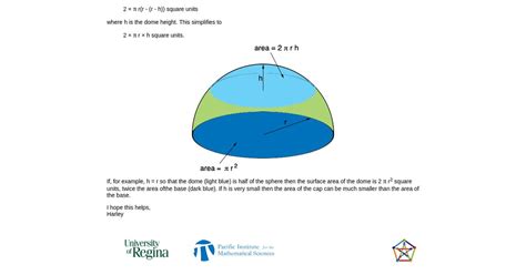 Surface Area Of A Dome Math Central Arena
