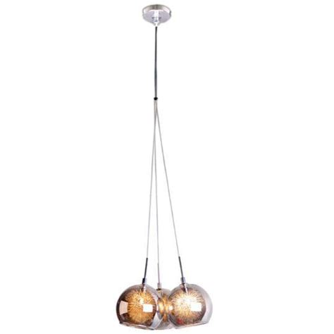 meteor 3 light cluster pendant grey chrome