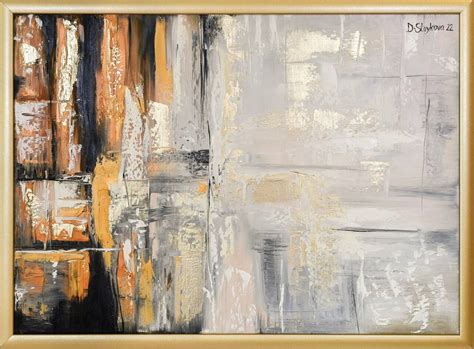 Абстрактни картини в бежово Картина с маслени бои 54 Cm 74 Cm Платно канава Даниела Стой