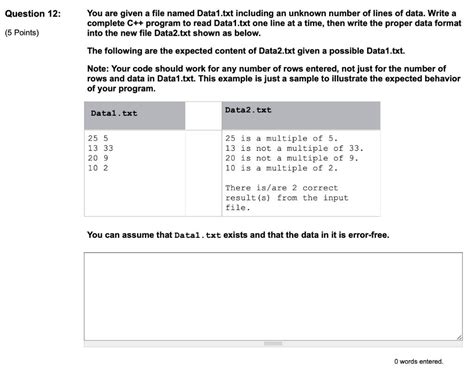 Solved Question 12 You Are Given A File Named Data1txt