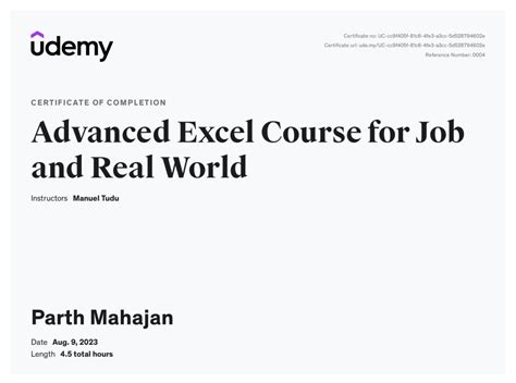 Udemy Course Completion Certificate Parth Mahajan