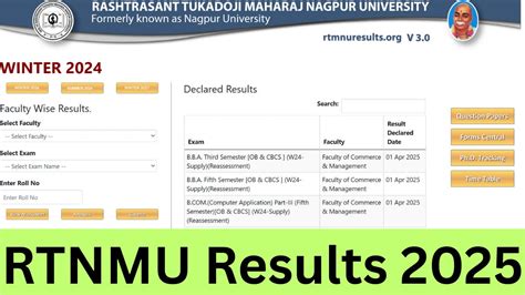 Rtmnu Result 2025 Out Check Nagpur University 1st 2nd 3rd 4th 5th