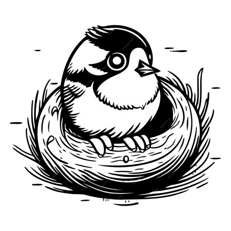 Premium Vector Illustration Of A Sparrow Sitting In A Nest Vector Image