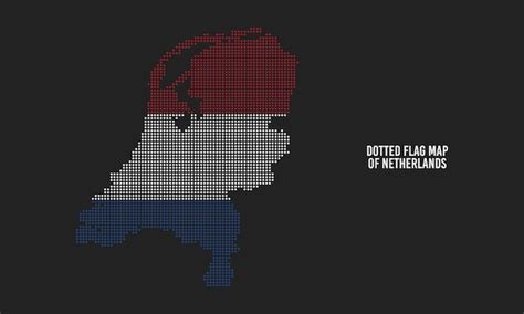 어두운 배경으로 네덜란드 벡터 일러스트 레이 션의 점선된 플래그 지도 프리미엄 벡터