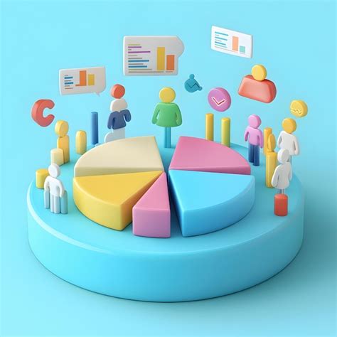 Customer Data Analysis Pie Charts And Icons In 3d Premium Ai